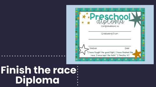 Religious preschool diploma / Editable Christian Certificate / star theme