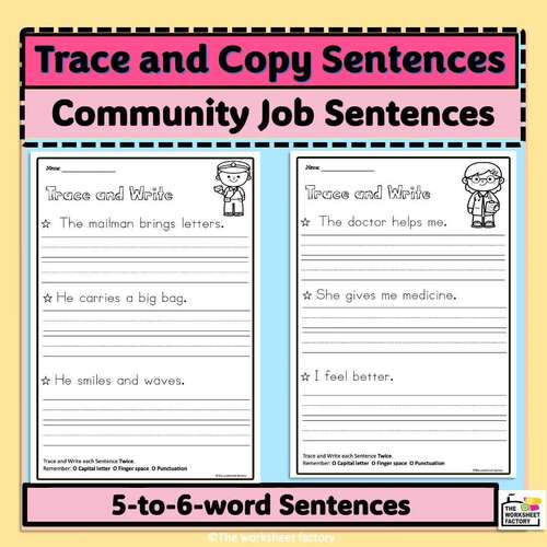 Community workers Copy Sentences Handwriting Practice | Trace- Write ...