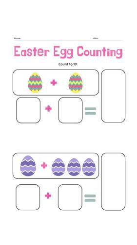 Easter Egg Counting Worksheet in Colorful by MoSMILE Kindergarten