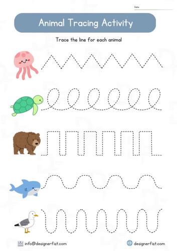 Autism Animal Tracing Activity Worksheet For Childs | TPT