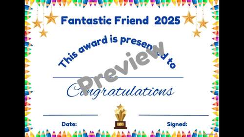 End of Year Awards Certificates editable in Canva for Elementary School