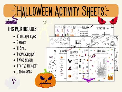 Halloween Activities for Kids | Halloween BINGO and Coloring Pages