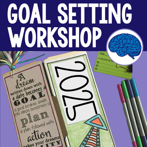 2025 New Years Goal Setting Workshop Grades 4-12 by The Blue Brain Teacher