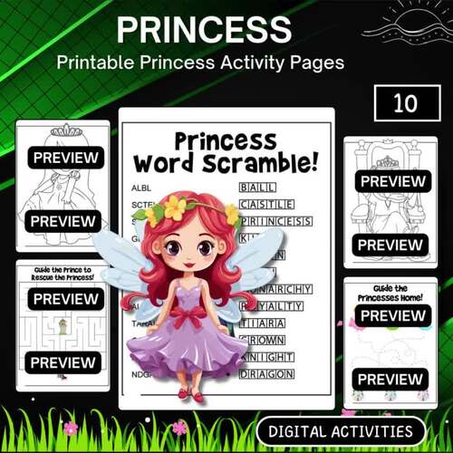 Printable Princess Activity Pages by Outside Box kids | TPT