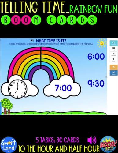 Telling Time to the hour and half hour digital cards by Smart Land ...