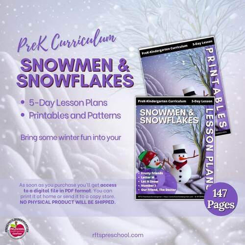 SNOWMEN SNOWFLAKES | Preschool PreK Kindergarten Curriculum | Lessons ...