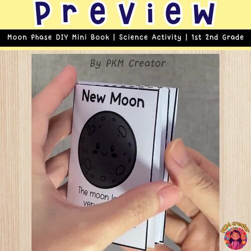 Moon Phases Mini Book Science Activity for 1st 2nd Grade Lunar Cycle ...