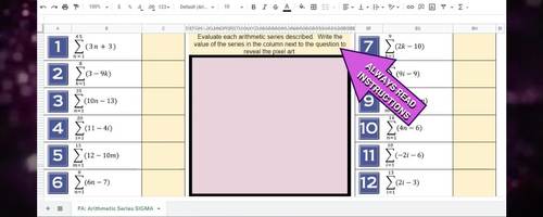PIXEL ART: Evaluate Arithmetic Series using SIGMA Notation DISTANCE ...