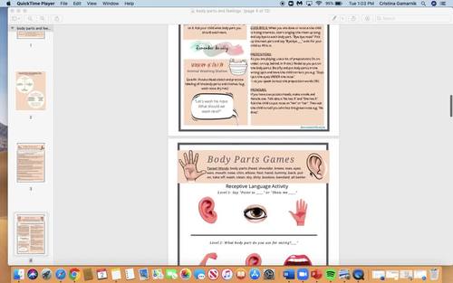 Language Learning Activity - Body Parts and Emotions (Parent/SLP Guide)