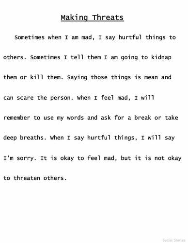 Making Threats, Social Story, Special Education by All About SPED