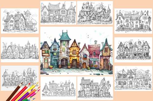 Cute House Coloring Pages by Digital Study | TPT