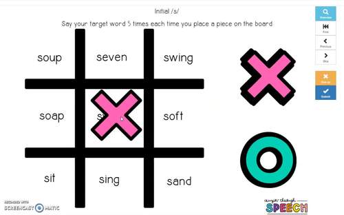 Boom Cards - Articulation Tic Tac Toe /s/ sounds by Cruzin' Through Speech