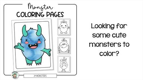 Monster Coloring Pages • Halloween Art Activity • Fun Art Center Activity