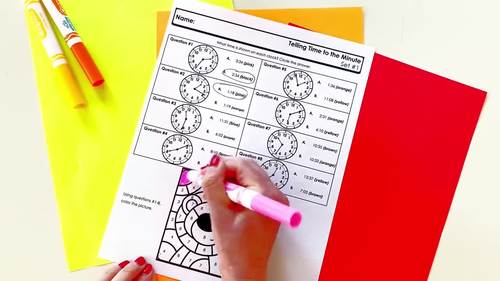 Telling Time Worksheets Activities Color-By-Number BUNDLE by Glitter in ...