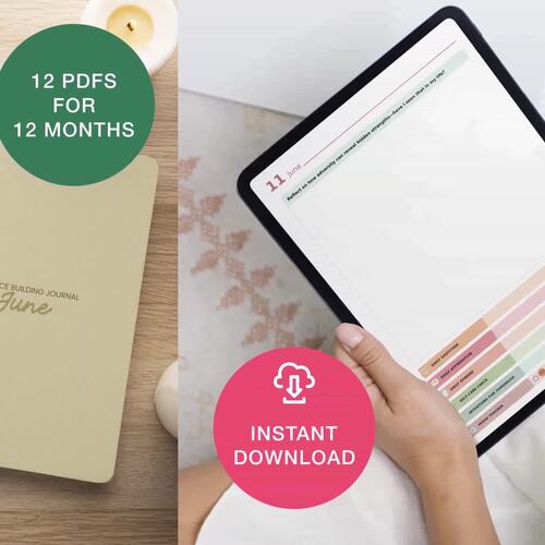 Resilience Building Prompt Journal | 12-Month Reflection Planner