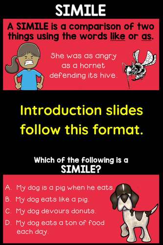 Figurative Language PowerPoint: Simile, Metaphor, Alliteration, Idiom ...