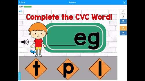 CVC Word Construction (beginning sounds) Digital Task Cards with Boom Cards