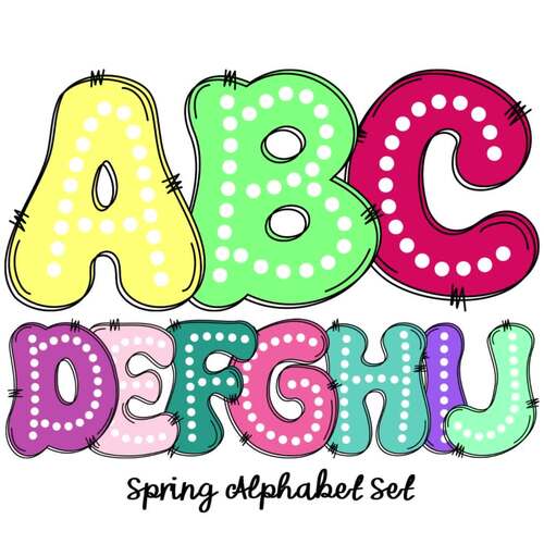 Groovy dot Spring bulletin board letters and Number | Easter | teacher Font