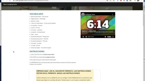 Stem Changing Verbs in Spanish Digital Escape Room Review Game Activity