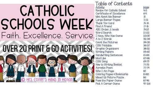 Catholic Schools Week Activities 3 & CSW Bulletin Board Bundle | TpT