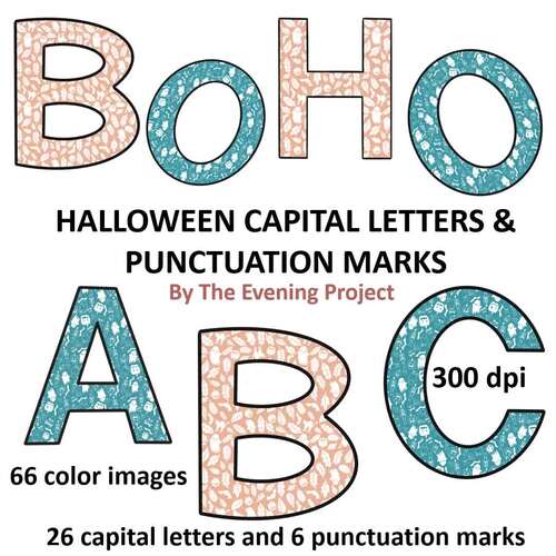 BOHO HALLOWEEN CAPITAL LETTERS AND PUNCTUATION MARKS CLIP ART | TPT