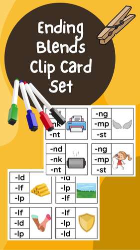 Ending Blends Phonics Clip Cards | Picture Matching Activity | TPT