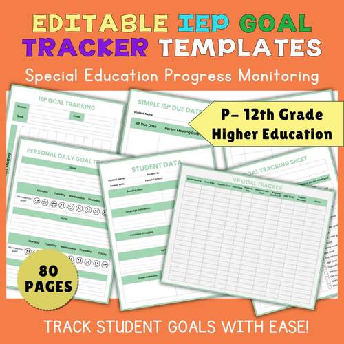 Editable IEP Goal Tracker Templates | Special Education Progress Monitoring