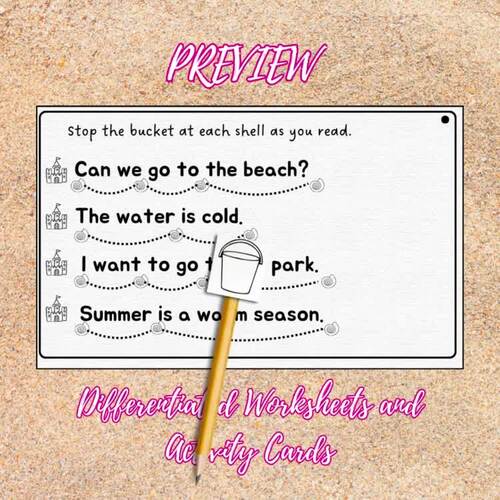 SUMMER READING FLUENCY Worksheets + Task Cards | Phrase Scooping | Word ...