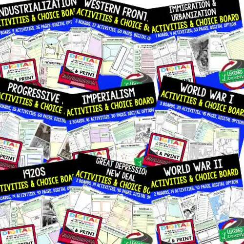 Industrialization Activities, Choice Board, Print & Digital Google