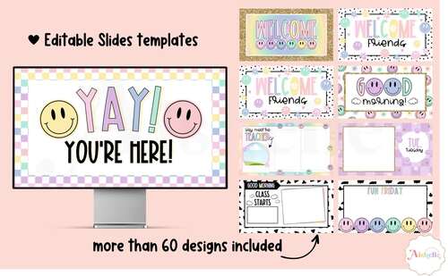 Pastel Smiley Classroom Decor Bundle - EDITABLE by AishelleArte | TPT
