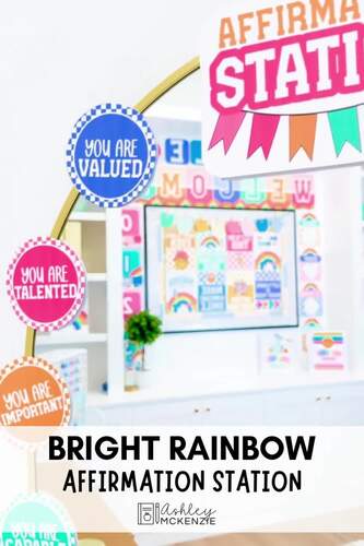 Positive Affirmations Mirror Kit Bright Rainbow Classroom Affirmation ...