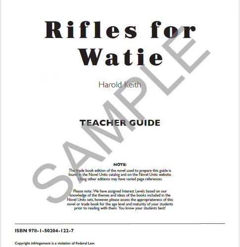 Rifles for Watie Novel Units® Teacher Guide Novel Study | TPT