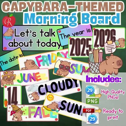 Morning Board Calendar | Back to school | Capybara | Days | Classroom Decor