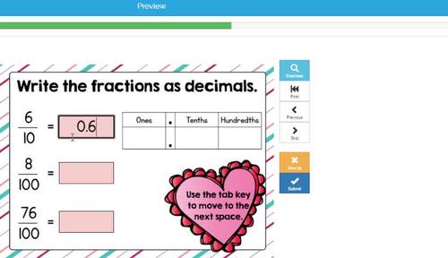Equivalent Fractions and Decimals with Tenths and Hundredths Digital ...