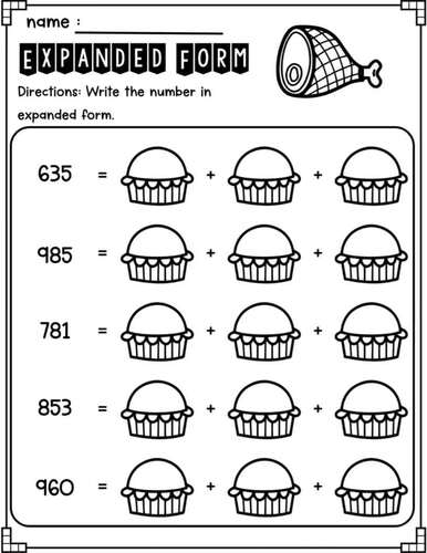 Thanksgiving 2nd 3rd grade Math | Place Value, Rounding, Expanded Form ...
