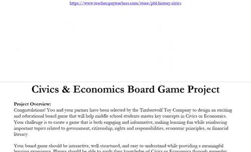 Civics and Economics Board Game Project by PBL History & Civics | TPT