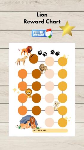 Lion Sticker Reward Chart, Potty Training Chart, Chore Chart, Behaviour,
