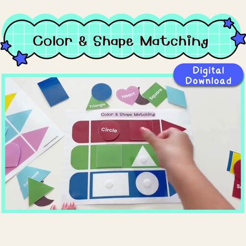 Color & Shape Matching Printable | Preschool Cut and Paste Worksheet ...