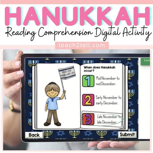 Hanukkah Reading Comprehension Digital Activities Boom Cards by Teach2Tell