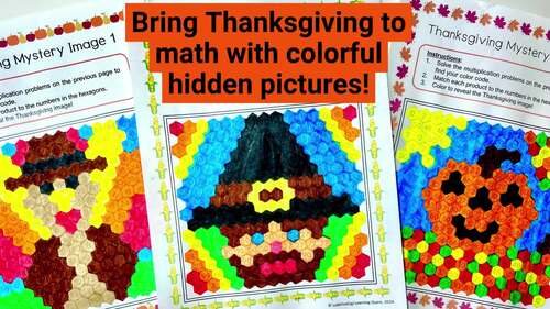 3rd Grade Math Hidden Pictures Thanksgiving Multiplication Color by ...