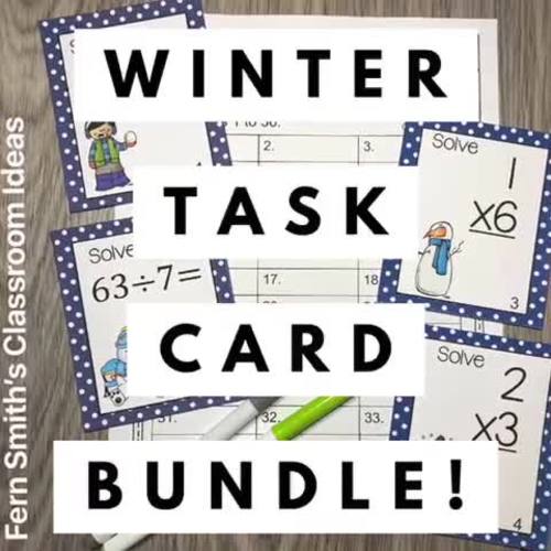 Winter Multiplication and Division Task Cards Bundle | TpT