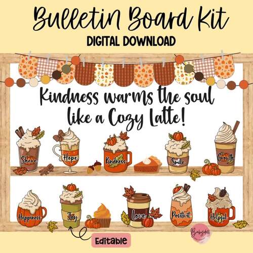 "A Cup of Kindness" Fall Bulletin Board | SEL & Character Education ...