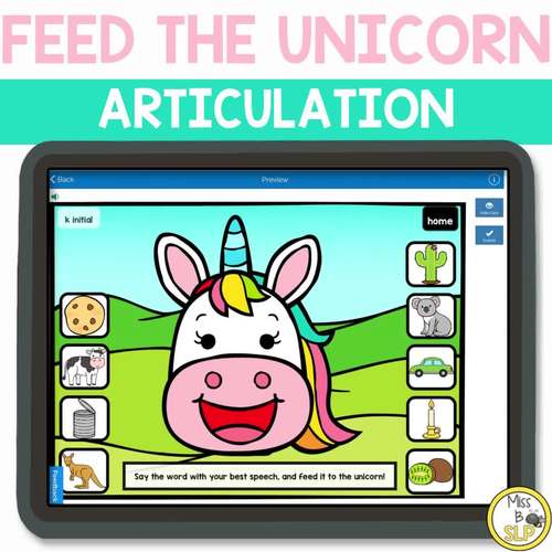 Digital Feed the Unicorn Articulation - Boom Cards by Miss B SLP