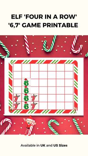 Candy Cane '6,7' Four-in-a-Row Game, Kids Christmas Game, Six Seven Elf ...