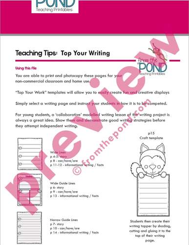 Husky Writing Craft Topper by From the Pond | TPT