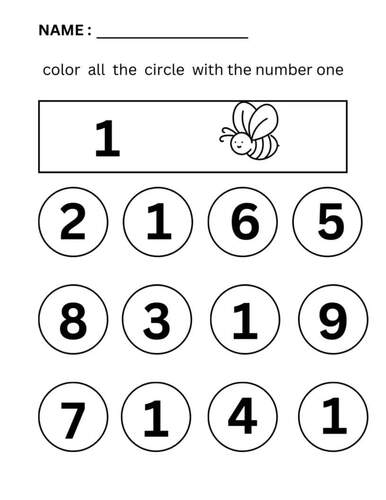 Color by Number 1-10: Fun & Easy Math /Activity for Kindergarten/Basic