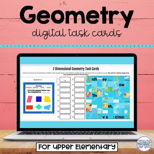 Geometry 2D Shapes Polygons Angles Lines Task Cards and Mystery Picture