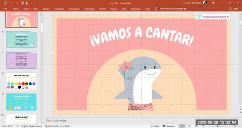 Vocabulary of the family in Spanish, numbers 30-50, syllables with S