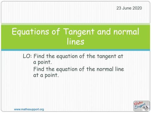 Equations of tangent and normal lines by Maths Support Centre | TPT