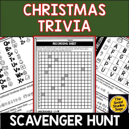 Christmas Scavenger Hunt - Christmas Trivia Puzzles - Critical Thinking ...